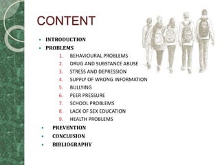Issues and problems of adolescents | PPTX