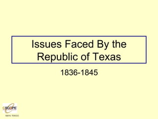 Issues faced by the republic of texas 2 | PPT