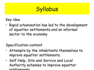 Issues for people living in squatter settlements in led cs strategies | PPT