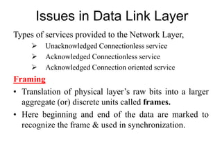 Issues in Data Link Layer | PPSX | Computer Networking | Computing