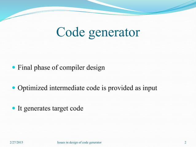 Issues in design_of_code_generator | PPTX