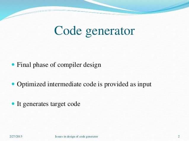Issues in design_of_code_generator