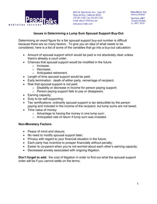 Issues in determining a lump sum spousal support buy out | PDF ...