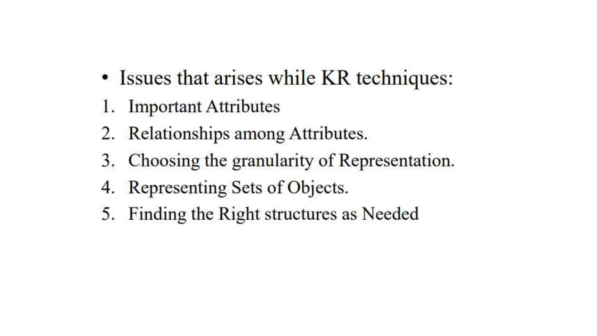 Issues in Knowledge representation for students | PPTX