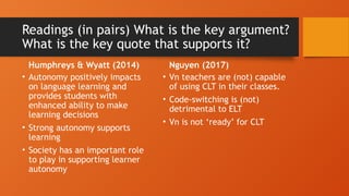 Issues in language learning (2018-1).pptx | Educational Assessment | Education