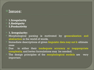 Issues & Morphological models NLP engineering | PPT