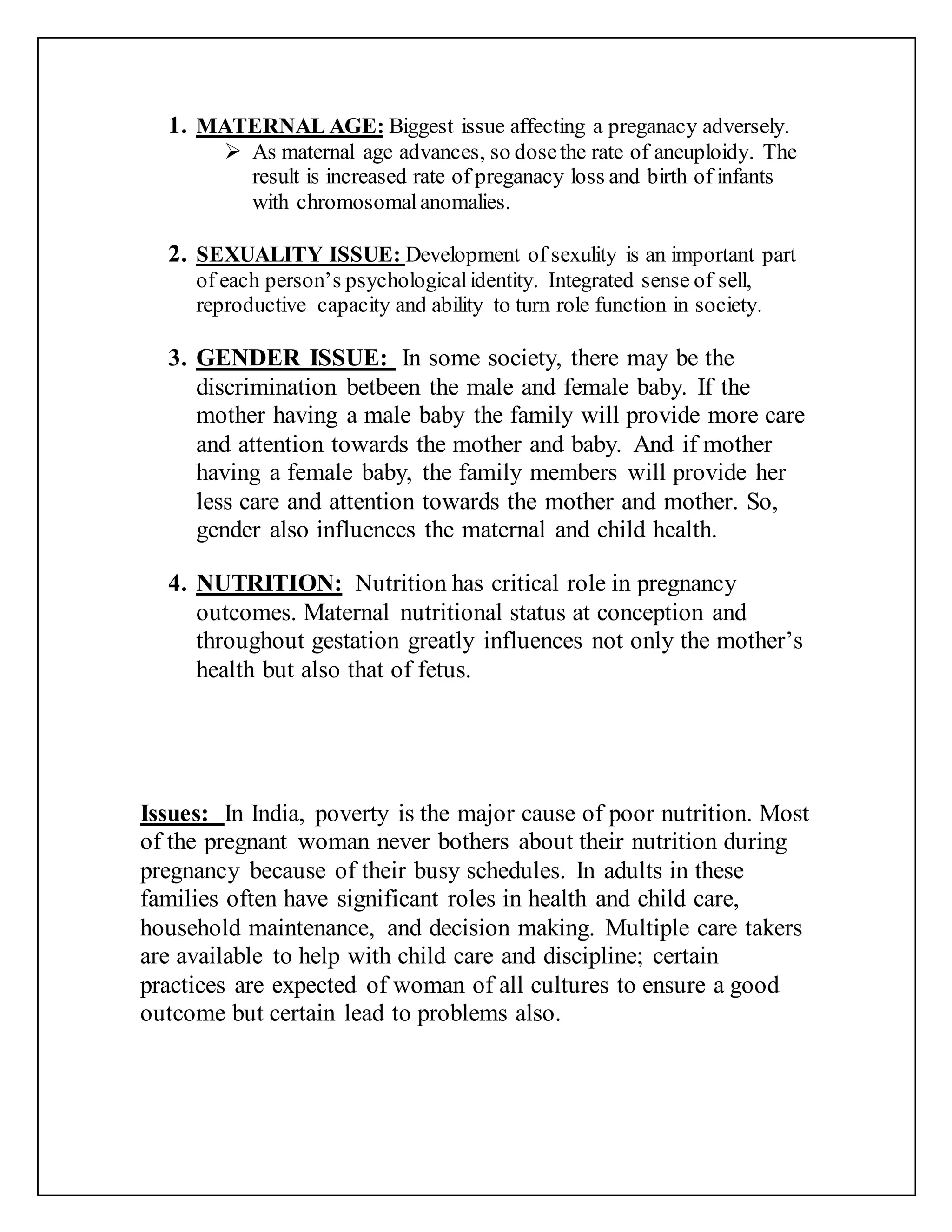 Issues of maternal and child health | DOC