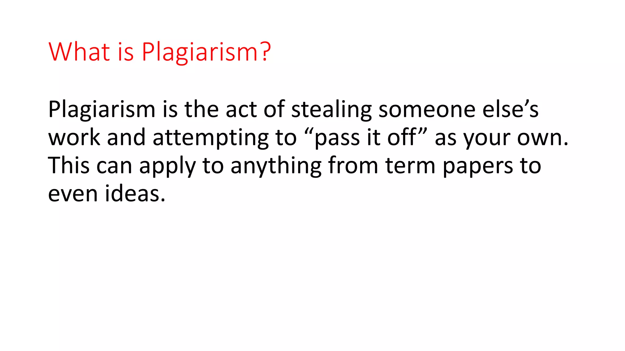 Issues of plagiarism in classroom | PPTX