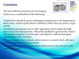 Issues & problems in the managment of high flyer | PPT