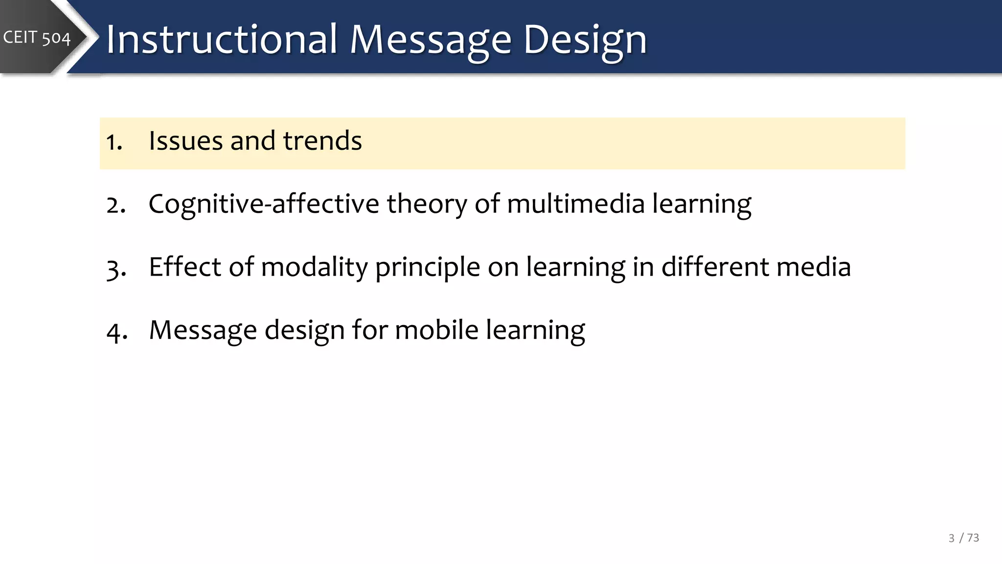 Instructional Message Design: Issues and Trends | PPTX