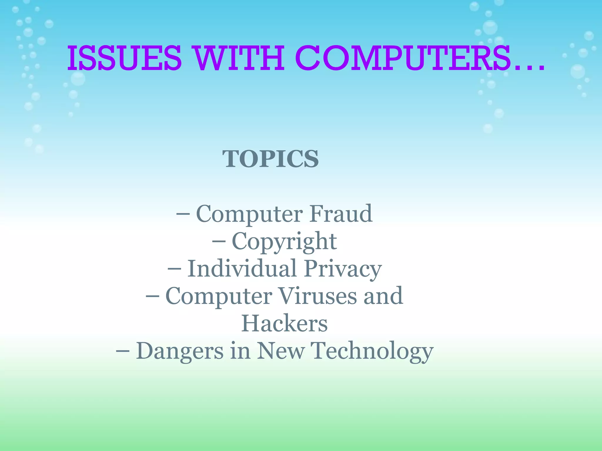 Issues with computers | PPT