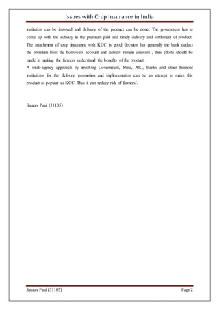 Issues with crop insurance | DOCX