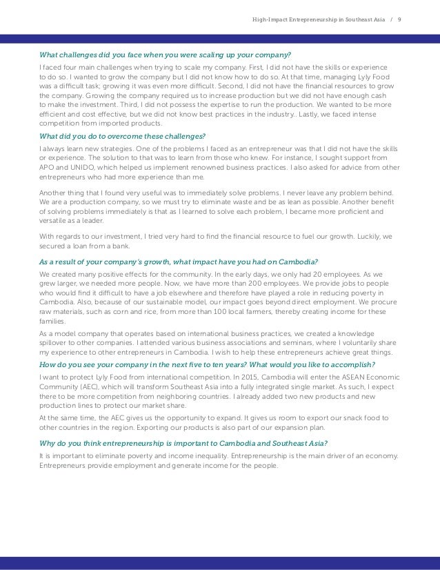 The impact of Entrepreneurs at Scale Up Company in South East Asia, S…