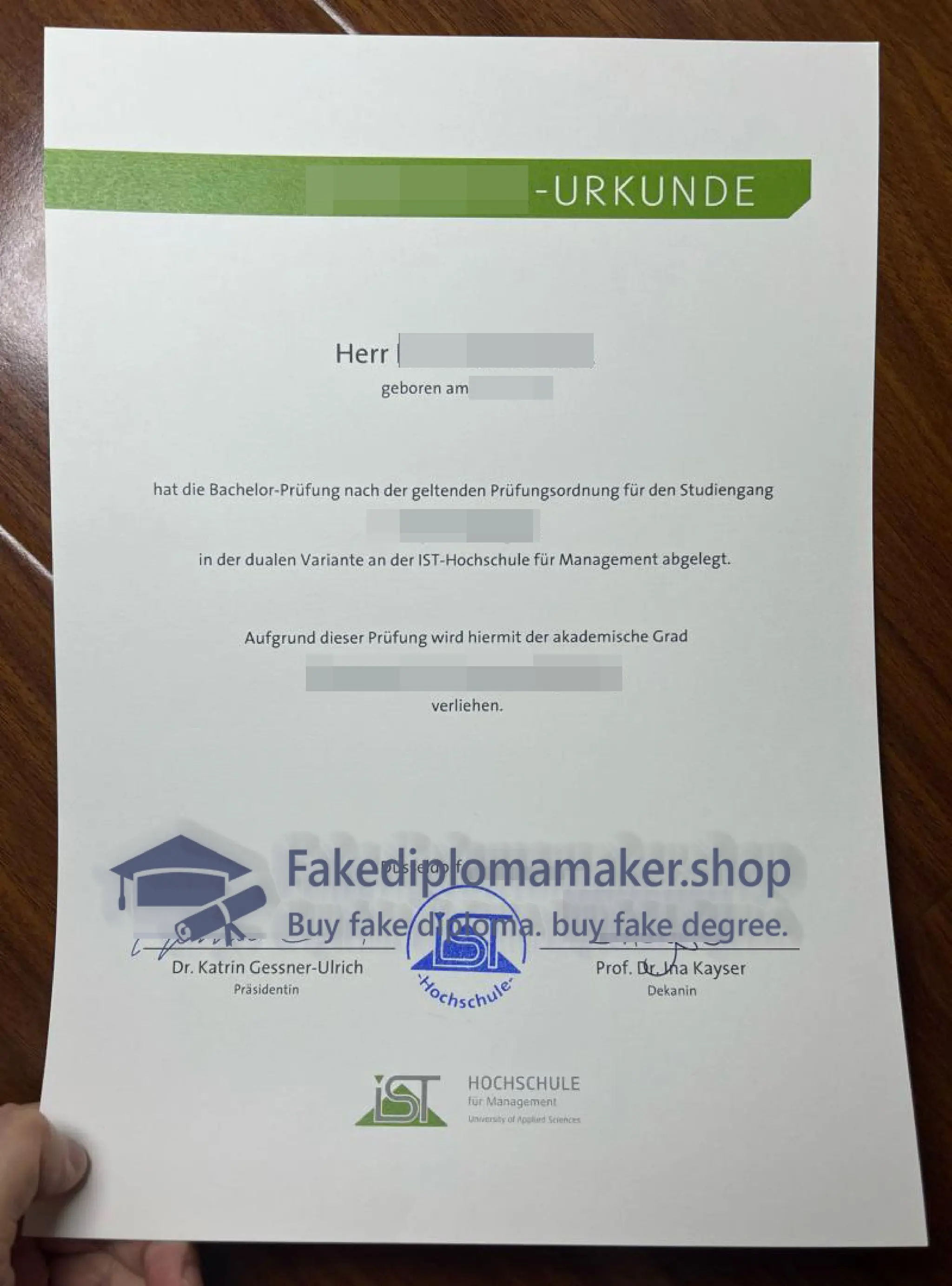 buy a fake IST-Hochschule für Management Urkunde | PDF