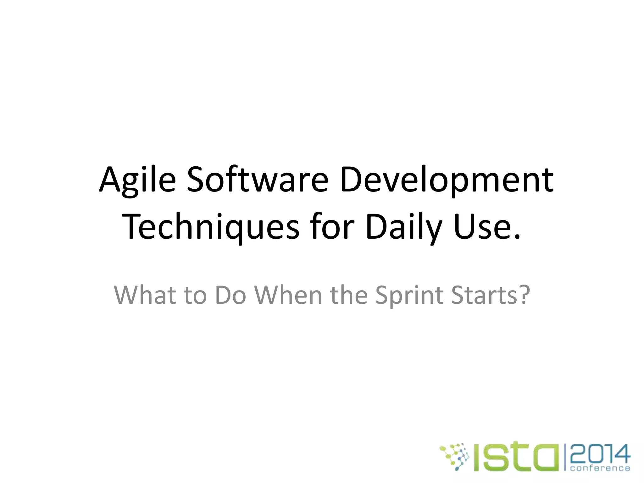 Agile Software Development Techniques for Daily Use | PPT