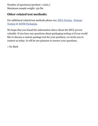 ISTA 3A Packaging Test for .COM retailers offered at Micom Laboratories ...