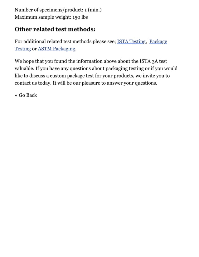 ISTA 3A Packaging Test for .COM retailers offered at Micom Laboratories ...