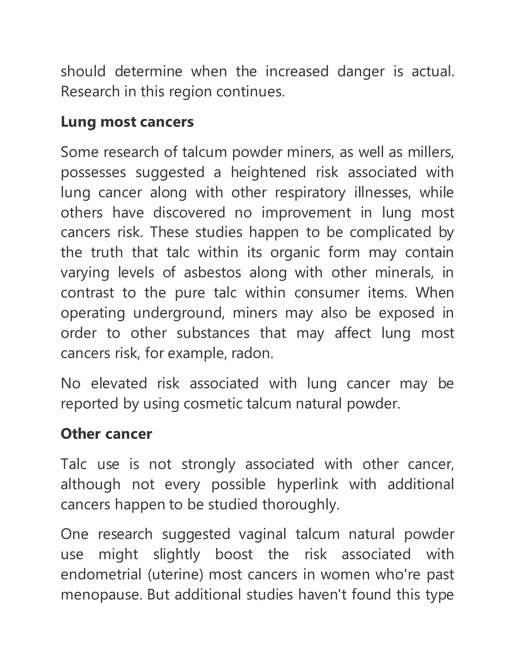 Is talcum powder causes cancer | DOCX | Cancer | Diseases and Conditions