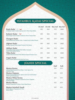 Istanbul Darbar Family Restaurant In Kurla. Menu | PDF
