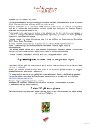 Open Space Technology "E' già Mezzogiorno. E allora?" | PDF