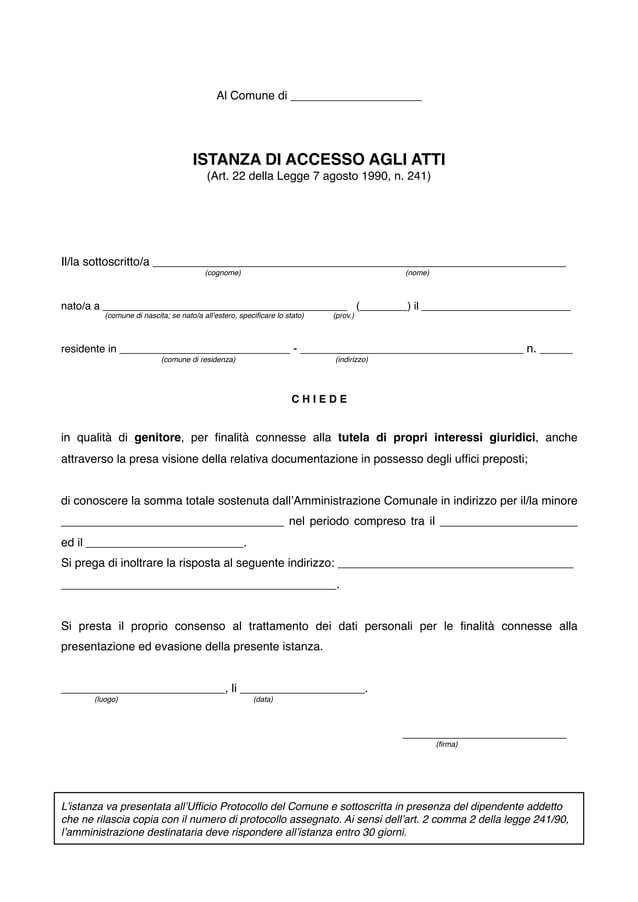 Istanza accesso atti | PDF