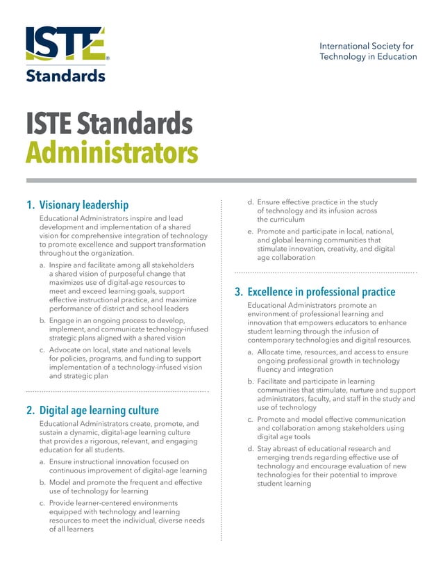 ISTE Standards for Administrators | PDF