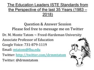 The Education Leaders ISTE Standards from the perspective of the last ...