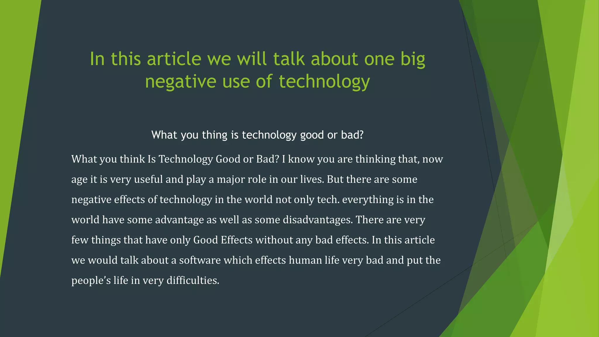 Is technology good or bad negative effects of technology | PPTX