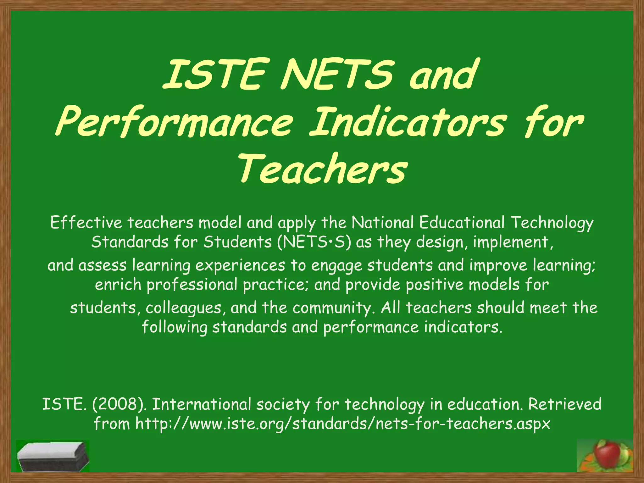 Iste nets and performance indicators for teachers | PPTX