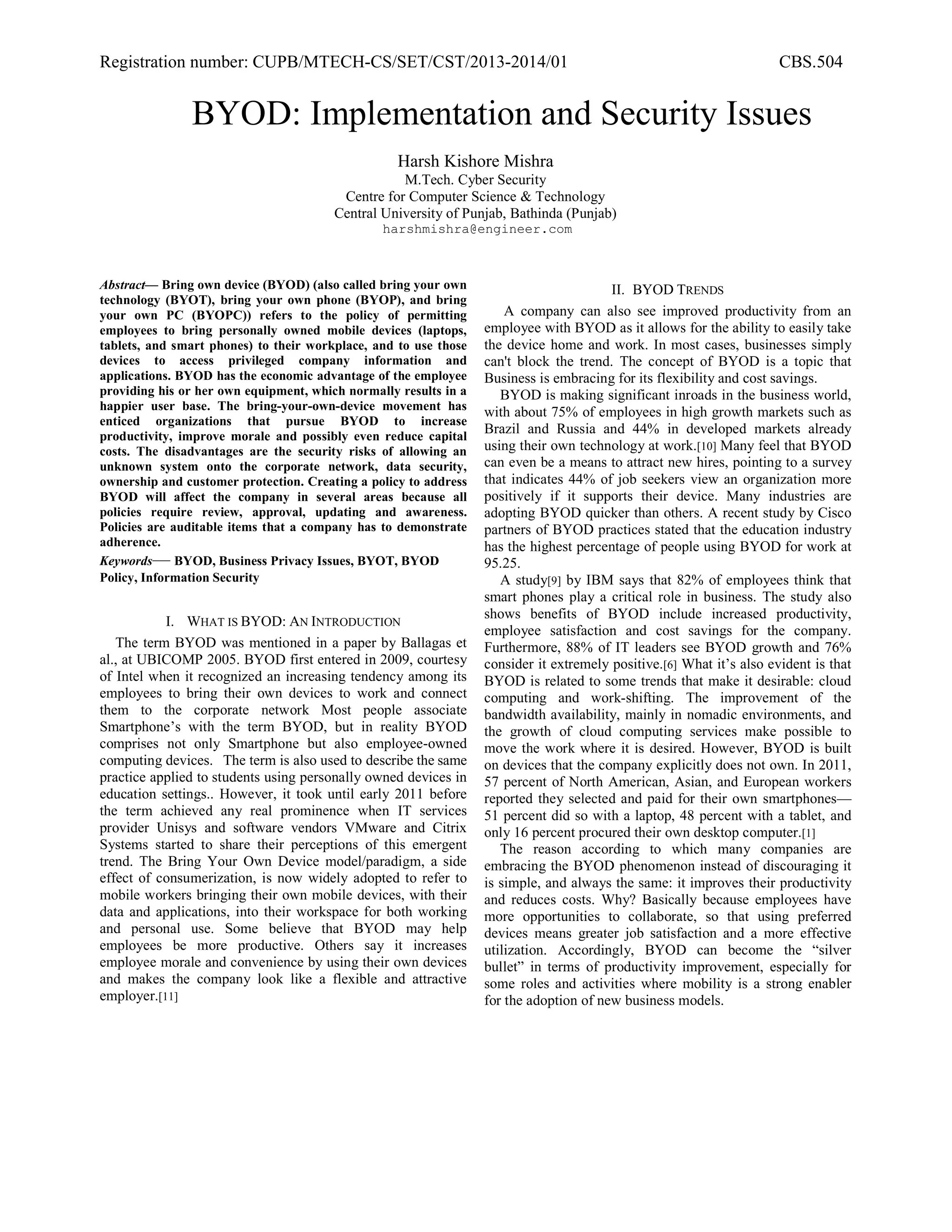 BYOD: Implementation and Security Issues | PDF | Computing | Technology ...