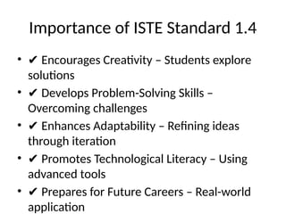 Applying ISTE Standard 1.4 Presentation by a specialist | PPT