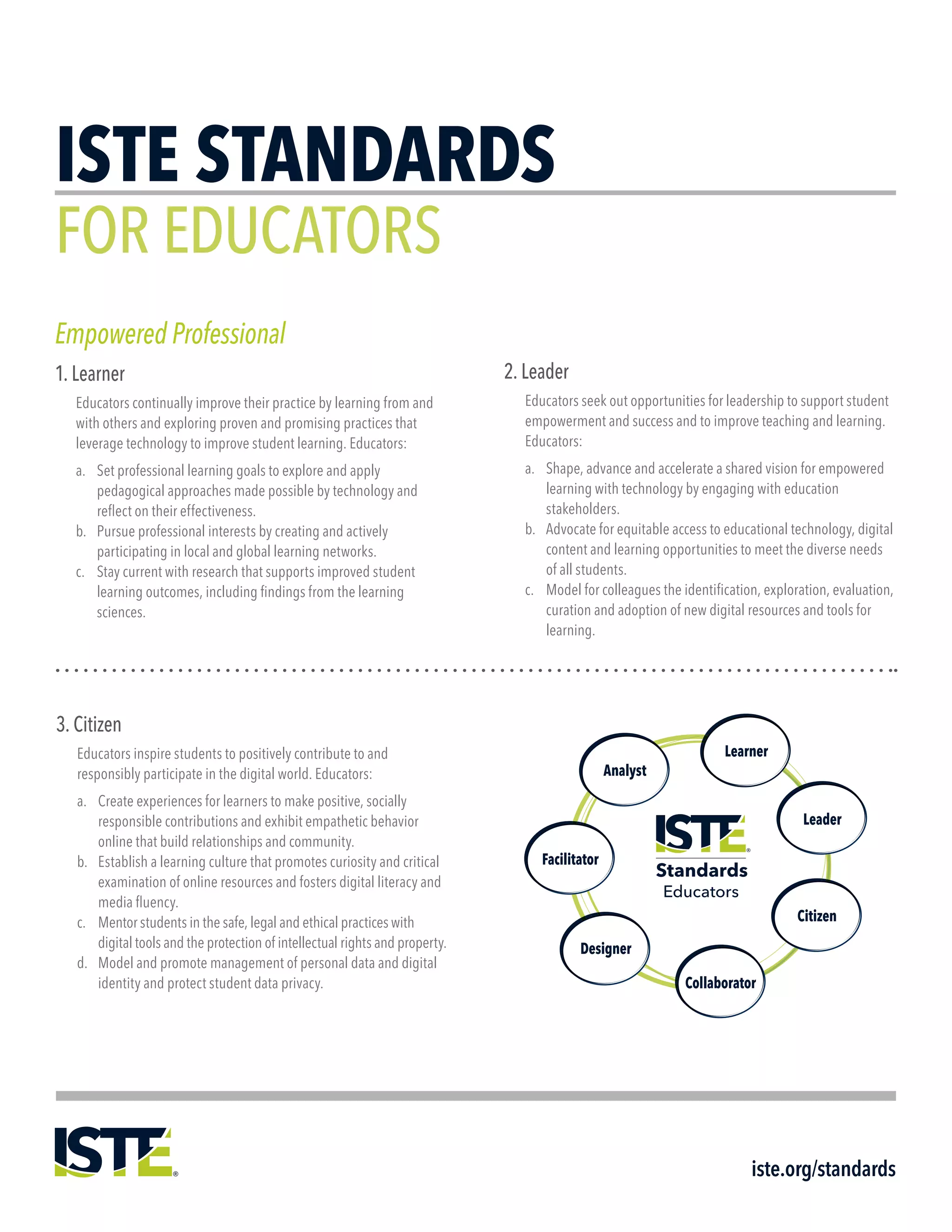 Iste standards for educators (permitted educational use) | PDF