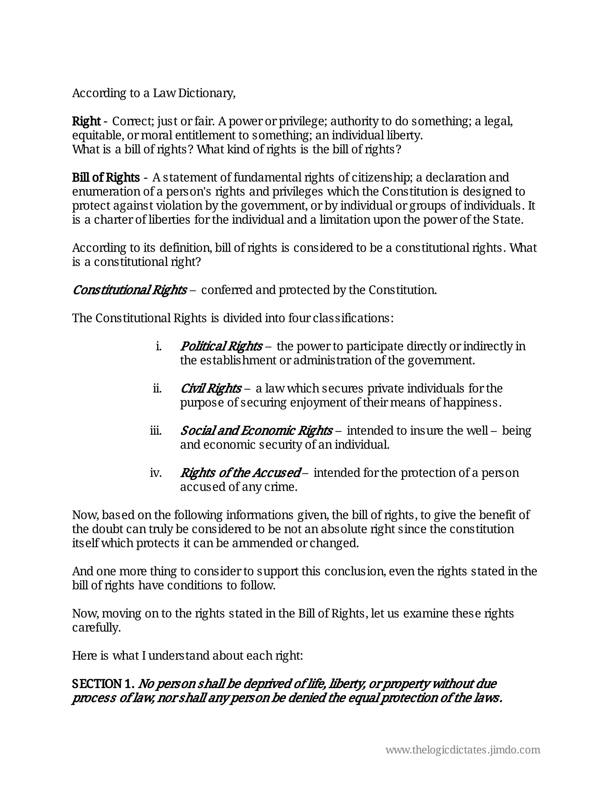 Is the bill of rights absolute? | PDF