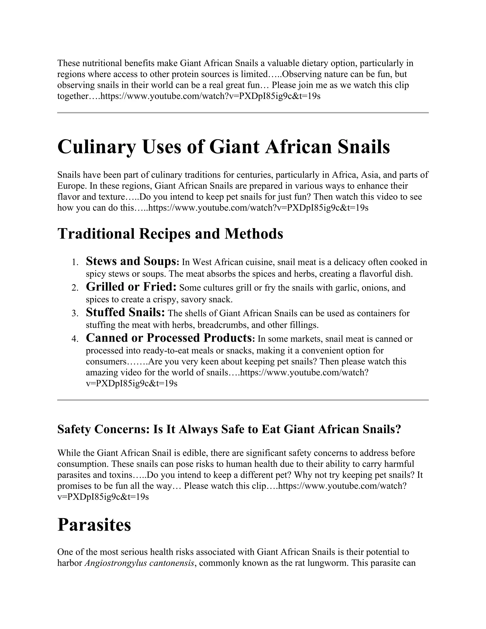 IS THE GIANT AFRICAN SNAIL EDIBLE, OR IT IS NOT? | DOCX