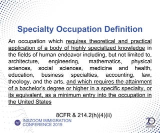 INSZoom Immigration Conference 2019| Is the H-1B Program Under Attack | PPT