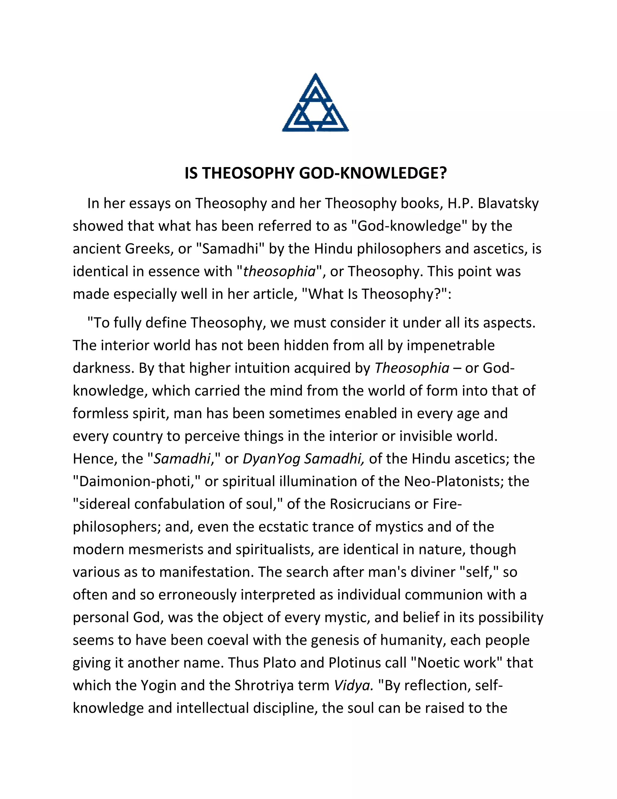 IS THEOSOPHY GOD-KNOWLEDGE? | PDF
