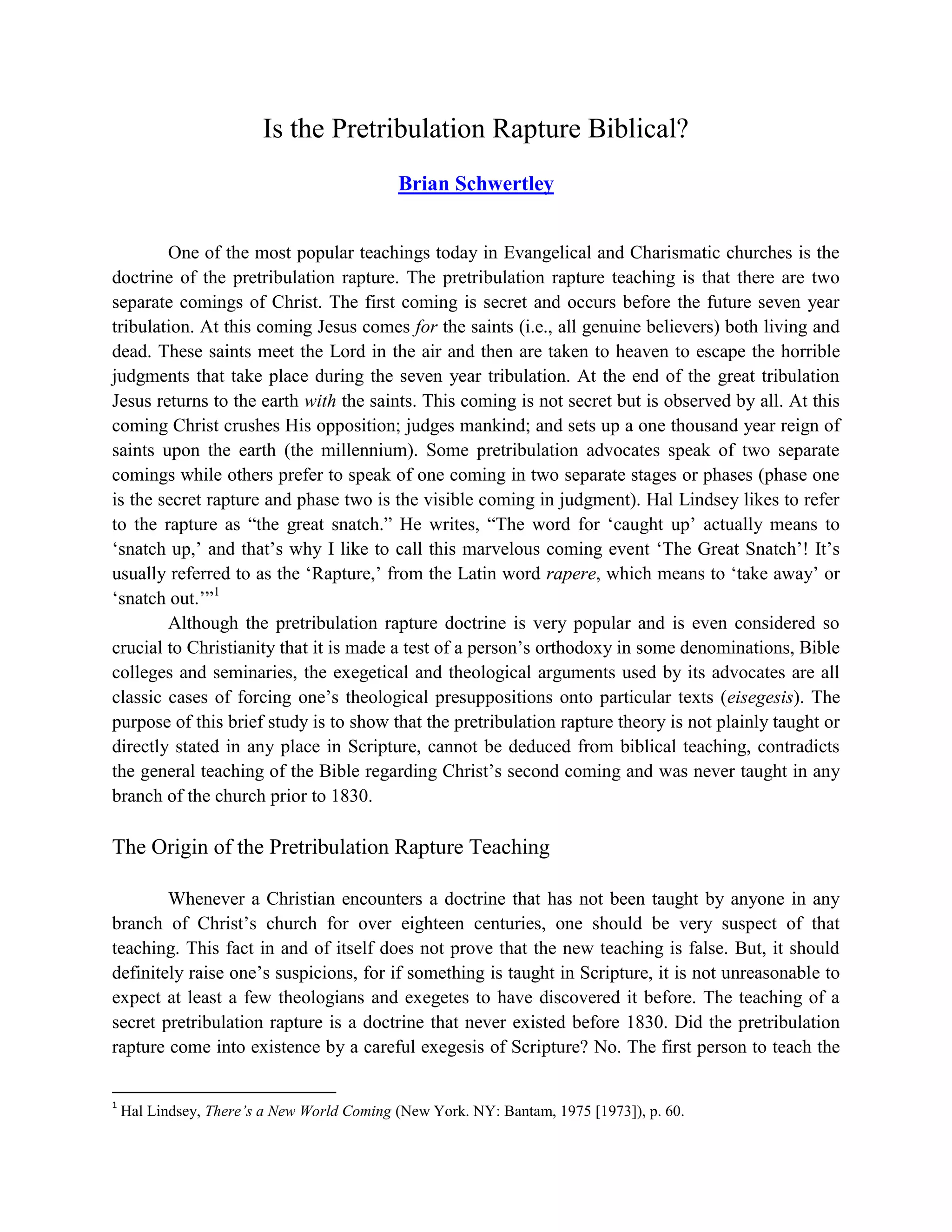 Is the pretribulation_rapture_biblical | PDF