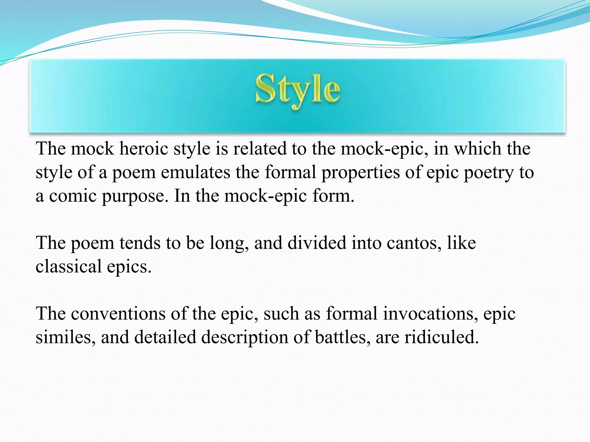 Is the rape of the lock” a mock heroic poem | PPTX | Poetry | Books and ...
