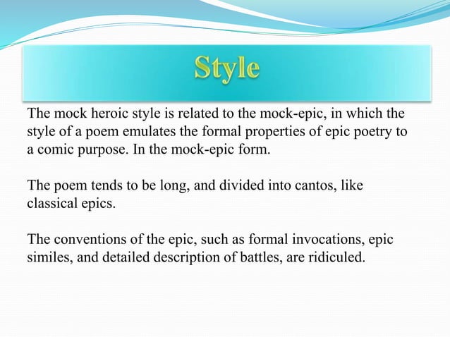 Is the rape of the lock” a mock heroic poem | PPTX | Poetry | Books and ...