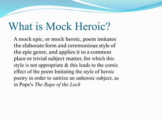 Is the rape of the lock” a mock heroic poem | PPTX | Poetry | Books and ...