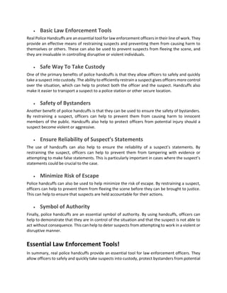 Is There a Benefit to Using Real Police Handcuffs? | PDF