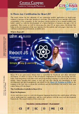 Is There Any Certification for React JS?