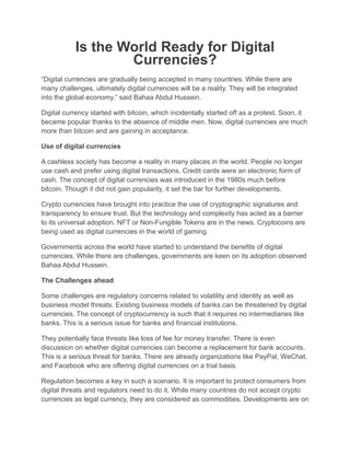 Is the World Ready for Digital Currencies_ - Bahaa Abdul Hussein.pdf
