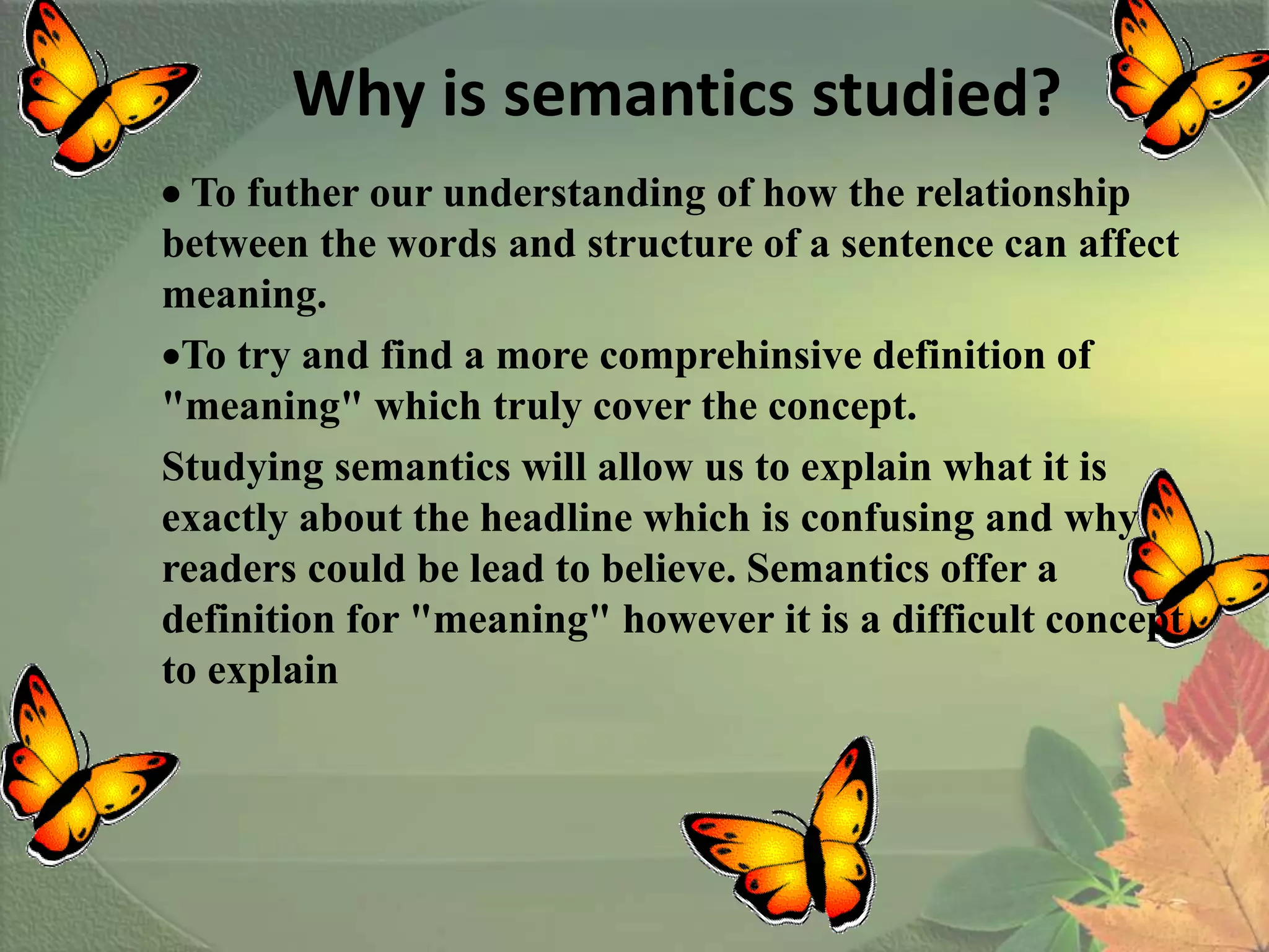 Introduction to Linguistics: Semantics | PPTX