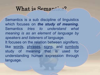 Introduction to Linguistics: Semantics | PPTX