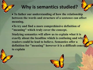 Introduction to Linguistics: Semantics | PPTX