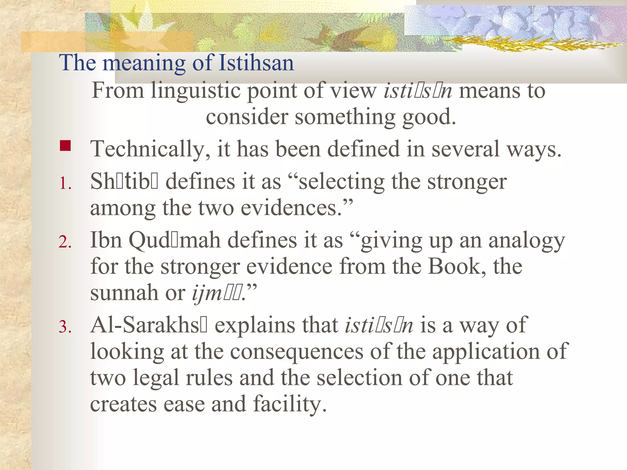 Istihsan | PPT | Islam | Religion & Spirituality