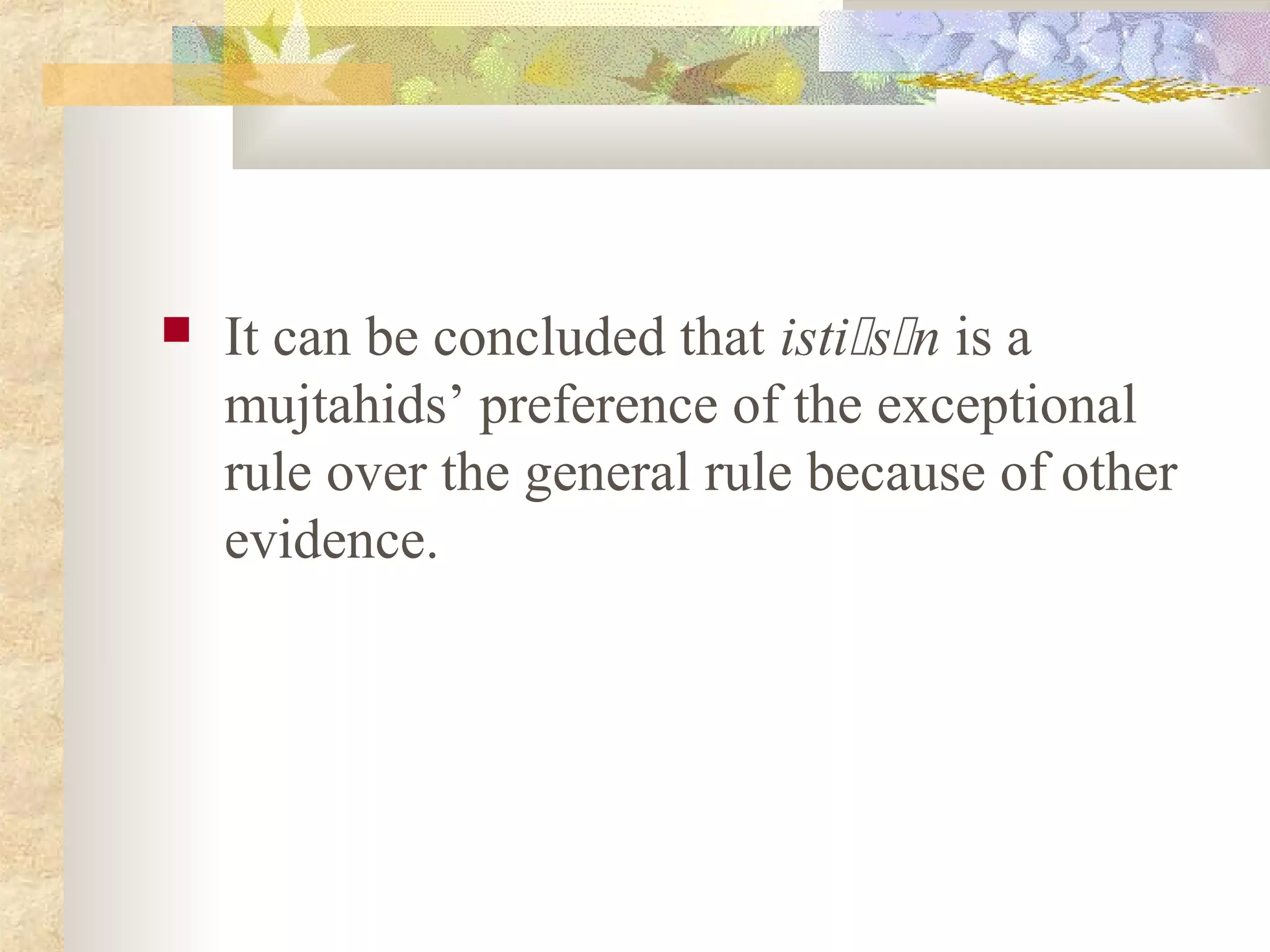 Istihsan | PPT | Islam | Religion & Spirituality