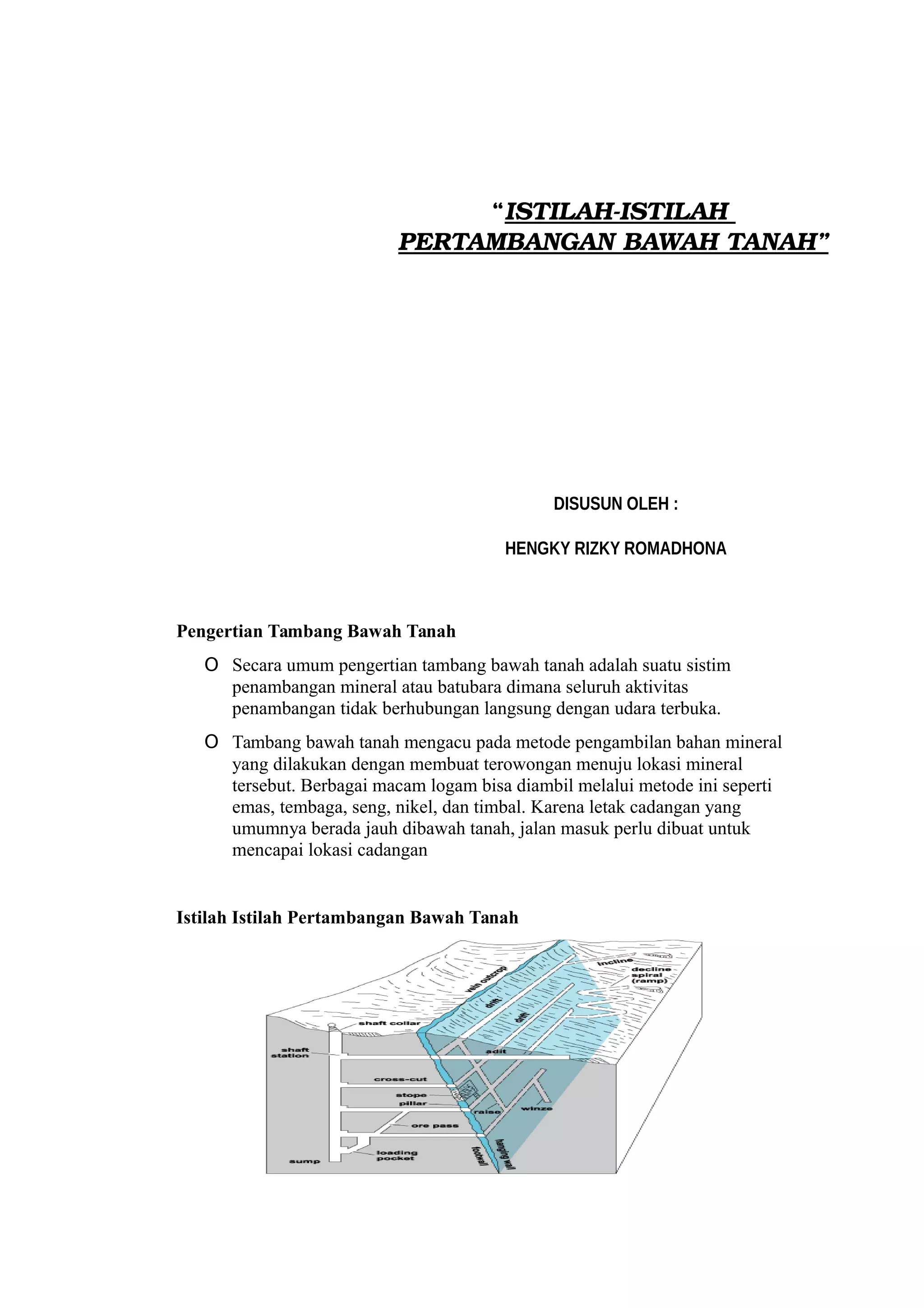 Istilah istilah underground mining | PDF