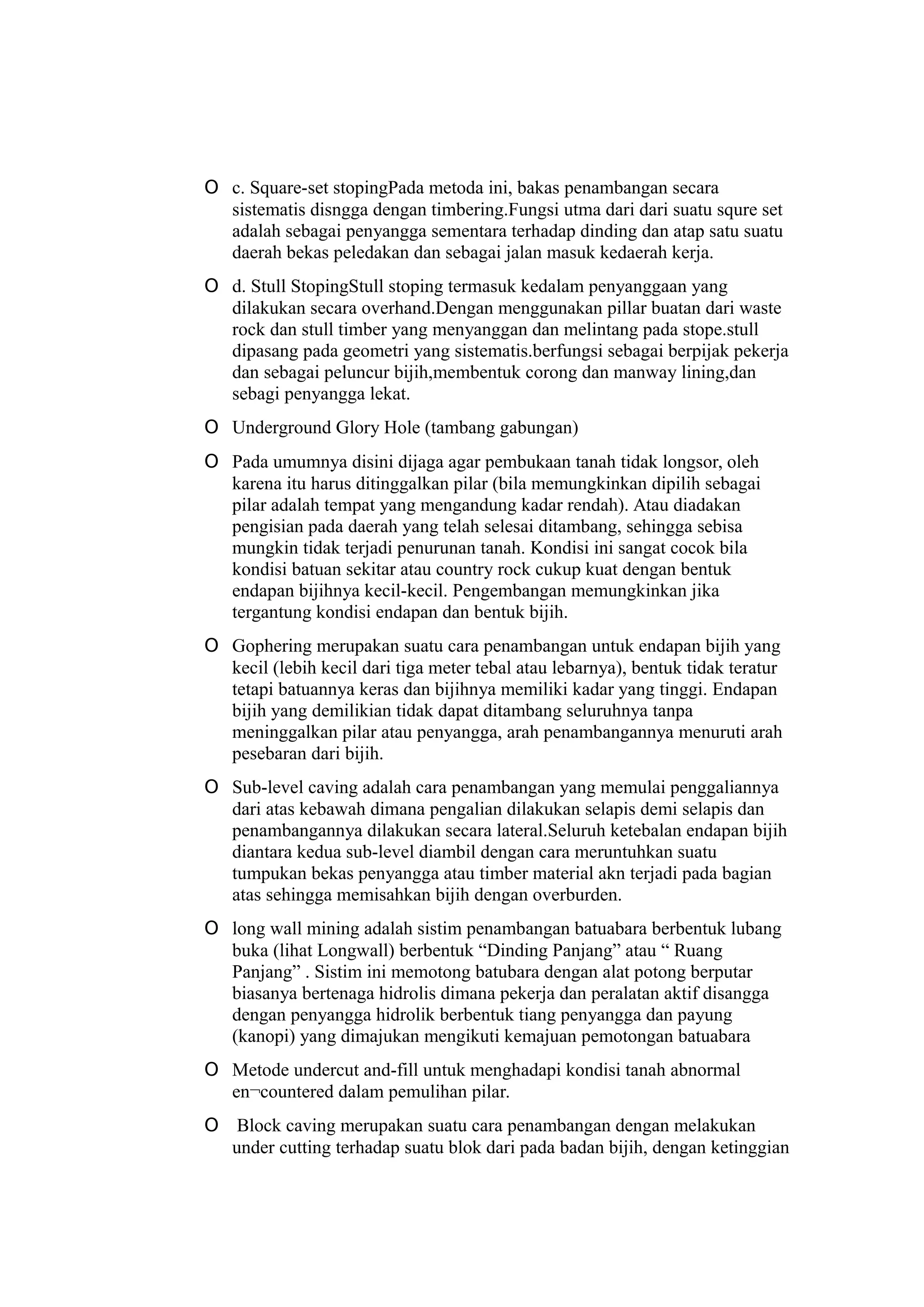 Istilah istilah underground mining | PDF